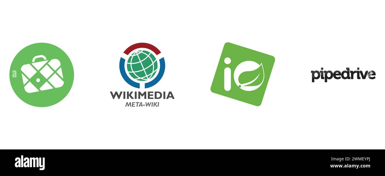 MAPS ME, SPRING, PIPEDRIVE, WIKIMEDIA META. vector illustration ...