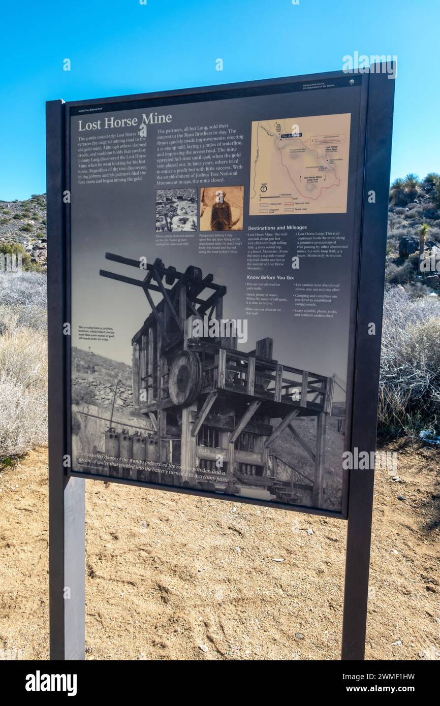 Lost Horse Mine Loop Hiking Trail Sign Table Portrait with Map, Image ...