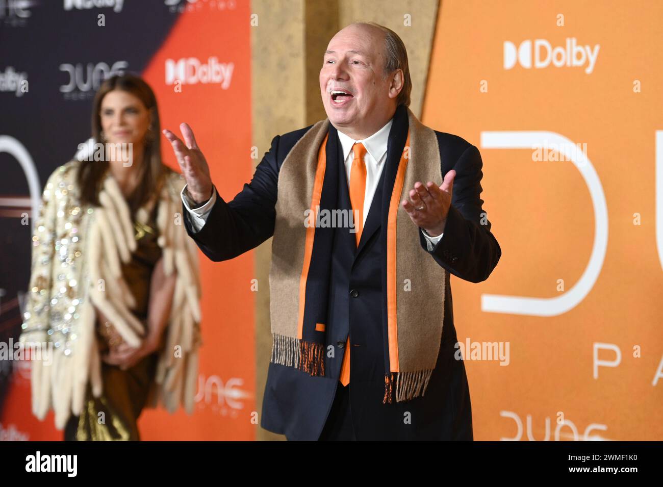 New York, USA. 25th Feb, 2024. Composer Hans Zimmer (c) attends the New ...