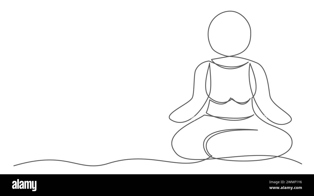 Yoga One line drawing isolated on white background Stock Vector Image ...