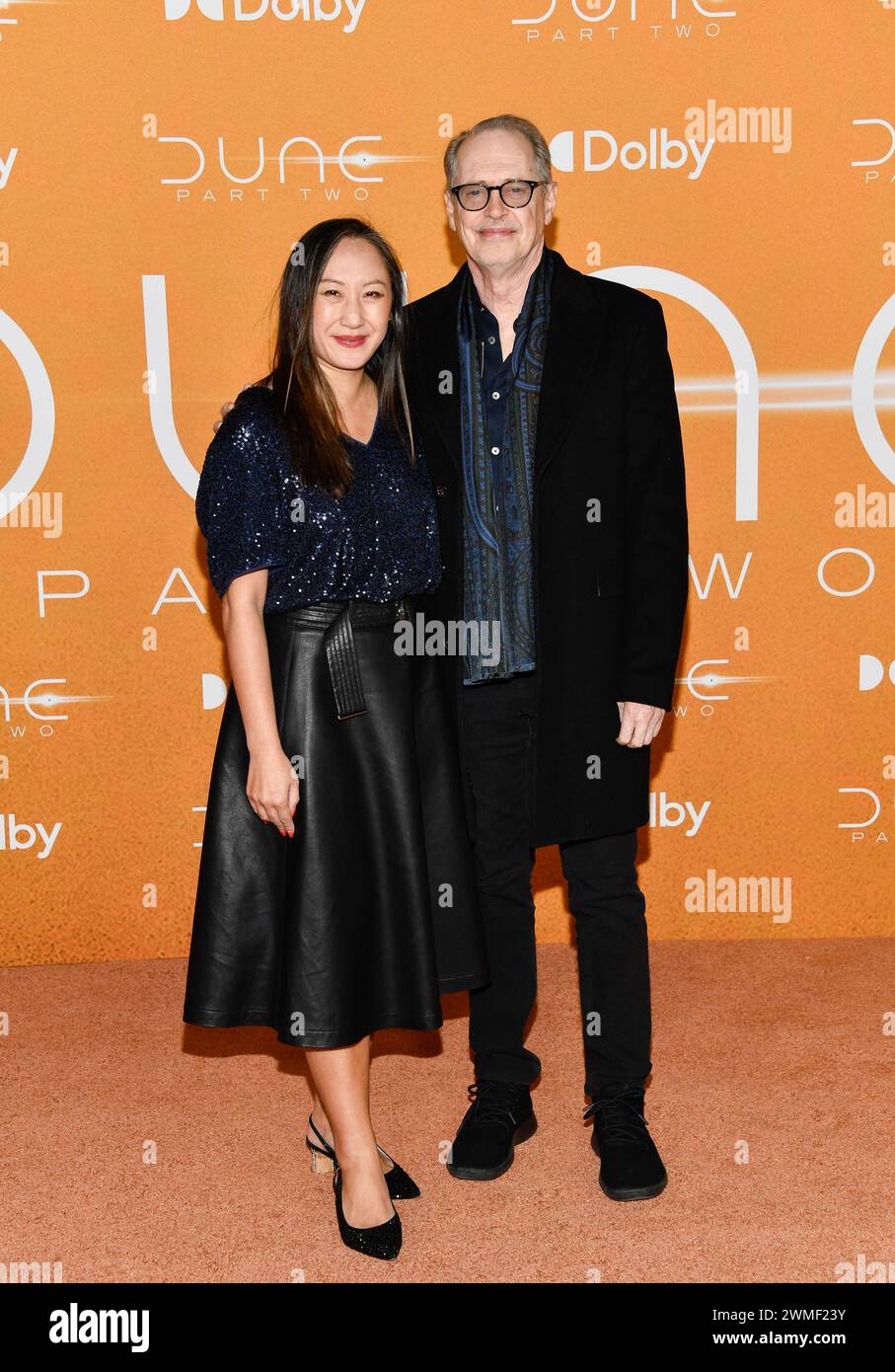 Karen Ho, left, and Steve Buscemi attend the premiere of "Dune: Part Two" at Lincoln Center ...
