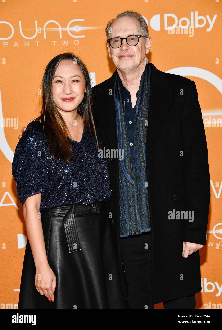 Karen Ho, left, and Steve Buscemi attend the premiere of "Dune: Part Two" at Lincoln Center ...