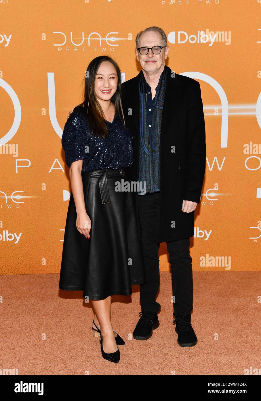 Karen Ho, left, and Steve Buscemi attend the premiere of "Dune: Part ...