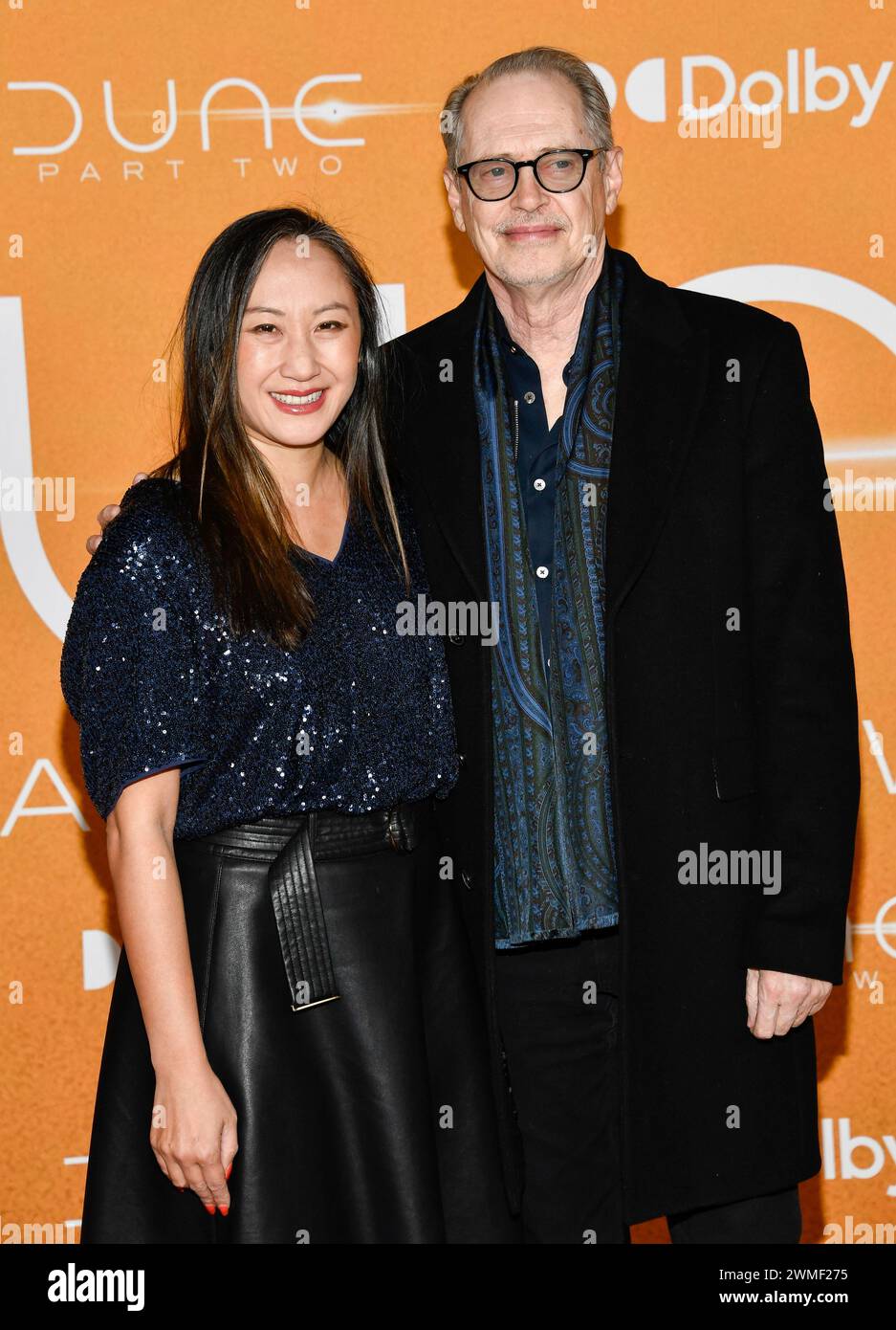 Karen Ho, left, and Steve Buscemi attend the premiere of "Dune: Part Two" at Lincoln Center ...