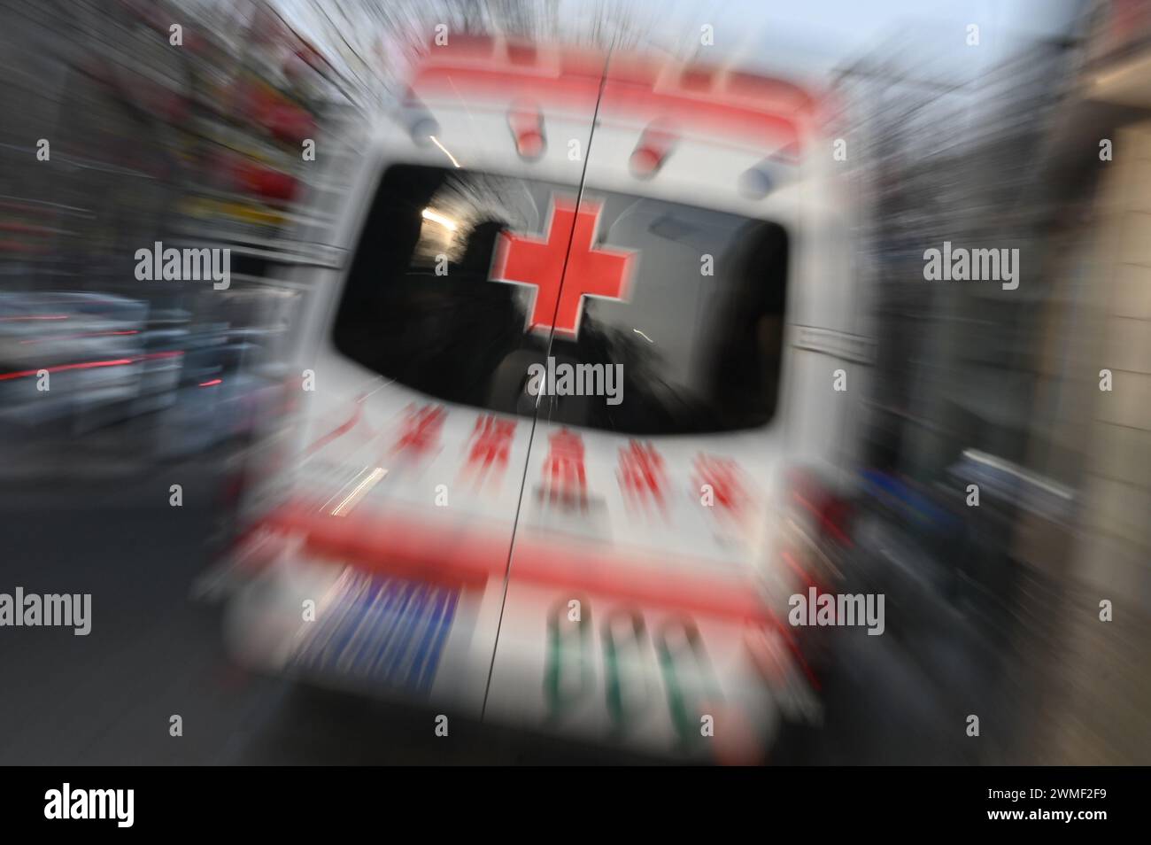 Peking, China. 26th Feb, 2024. An ambulance belonging to the Beijing ...