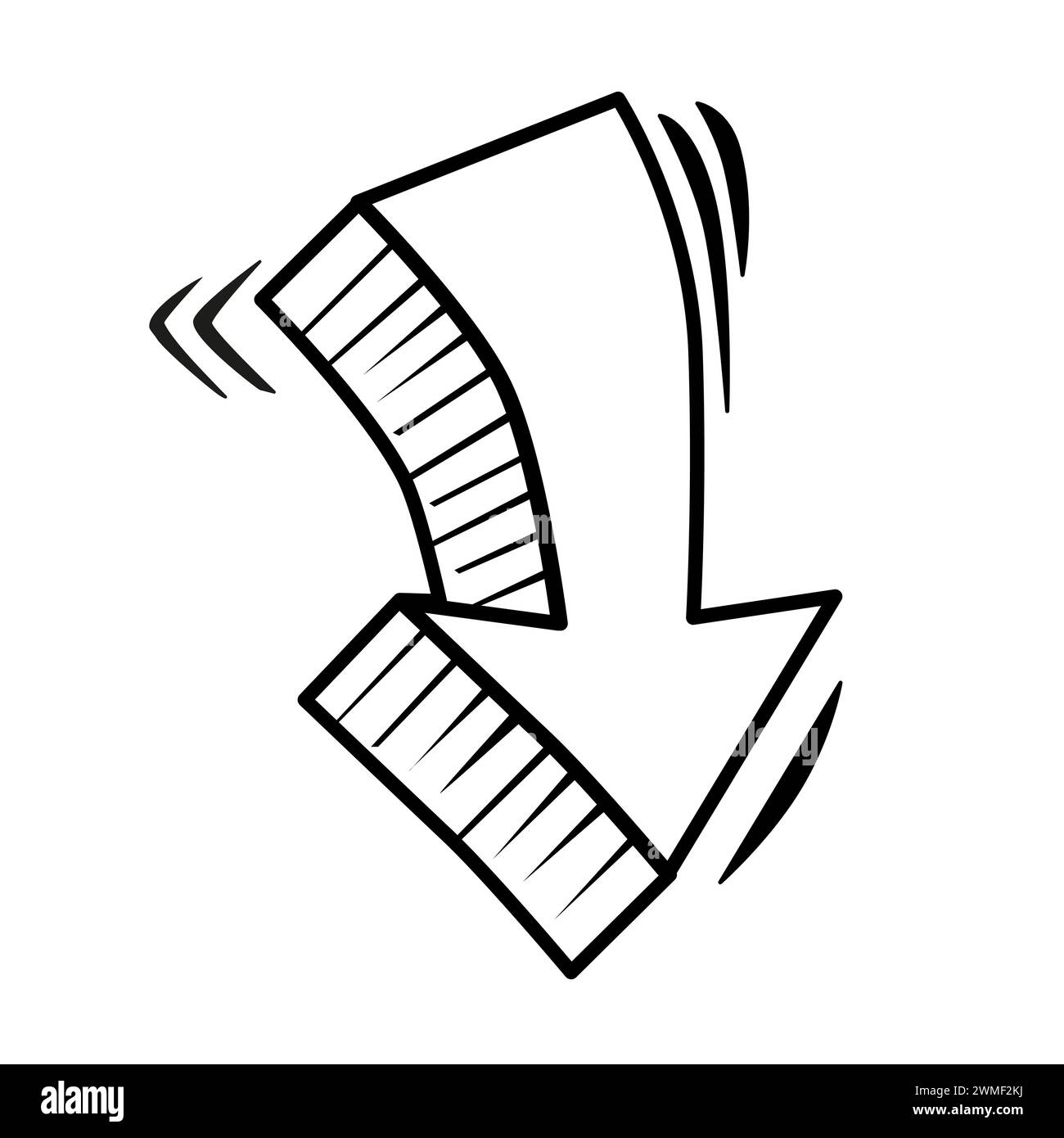 3d Vector abstract business arrow. Hand drawn geometric curved pointer ...