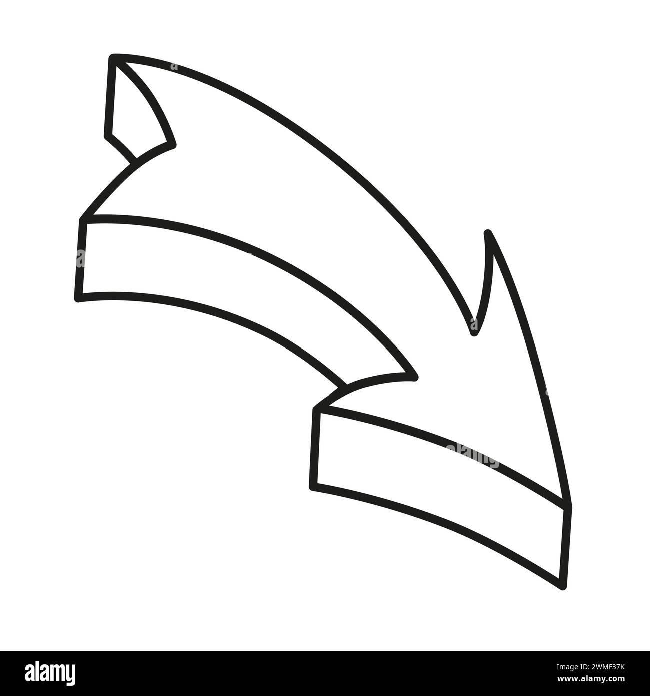 3d Vector abstract business arrow. Hand drawn geometric curved pointer ...