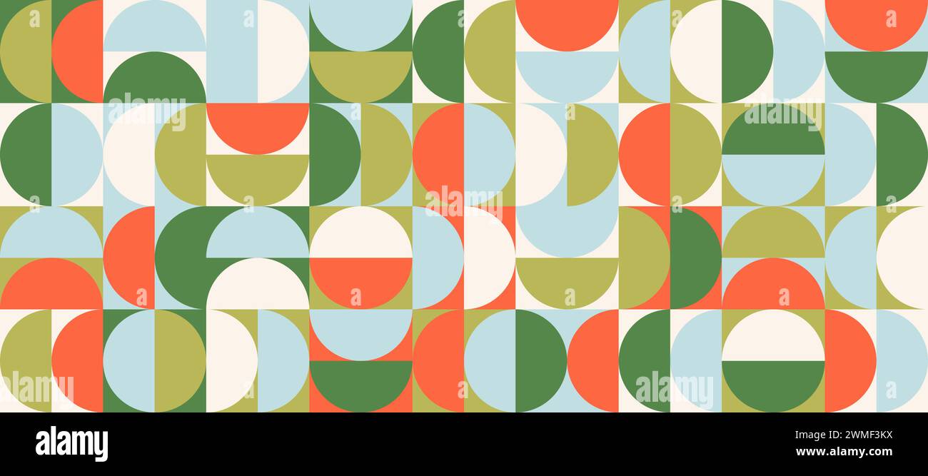 Bright semicircle seamless pattern. Abstract geometric half circle and ...