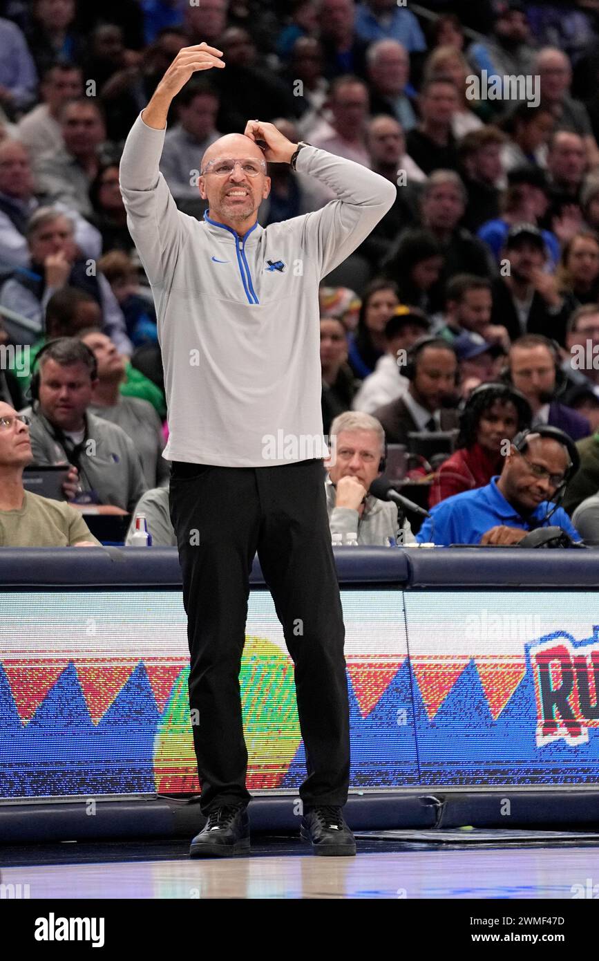 Dallas Mavericks head coach Jason Kidd instructs his team during an NBA ...