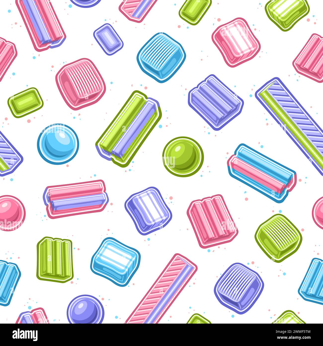 Vector Bubble Gum Seamless Pattern Repeat Background With Variety