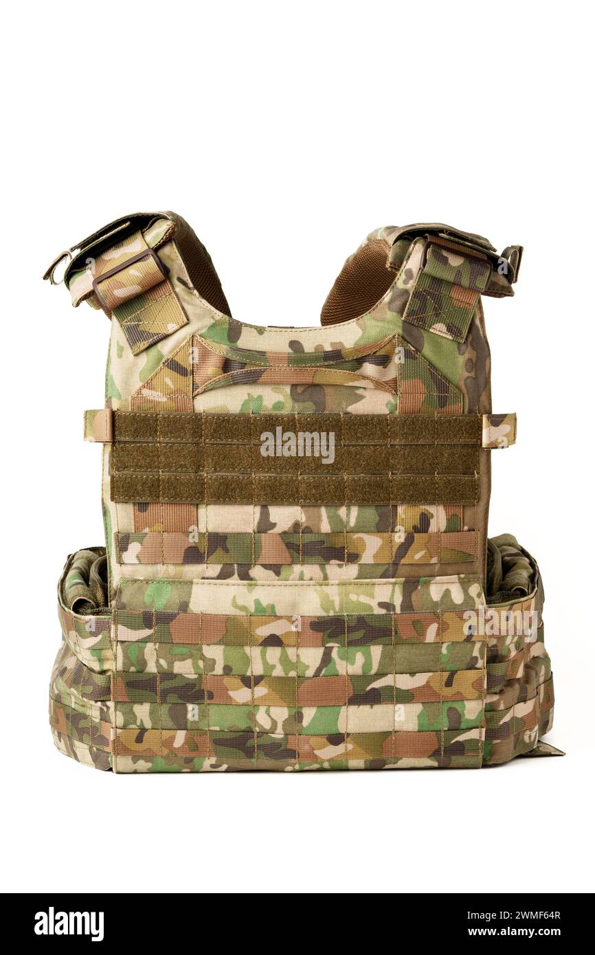 Camouflage bulletproof vest isolated on white background Stock Photo ...