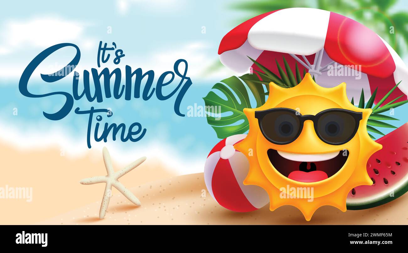 Summer time vector design. It's summer time greeting text with sun ...