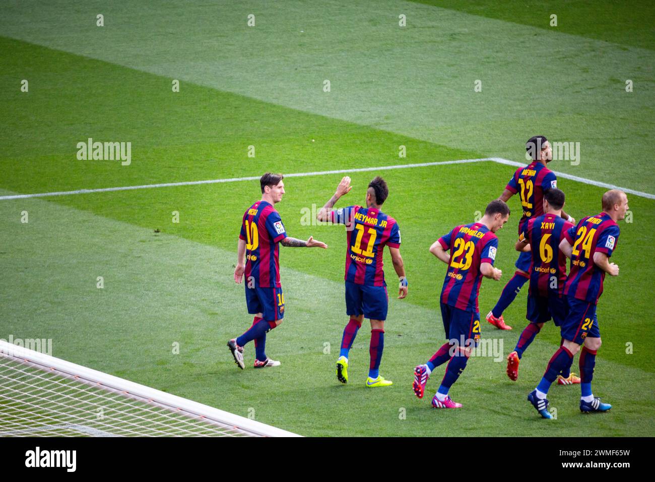 LIONEL MESSI, BARCELONA FC, 2015: Lionel Messi celebrates his opening ...