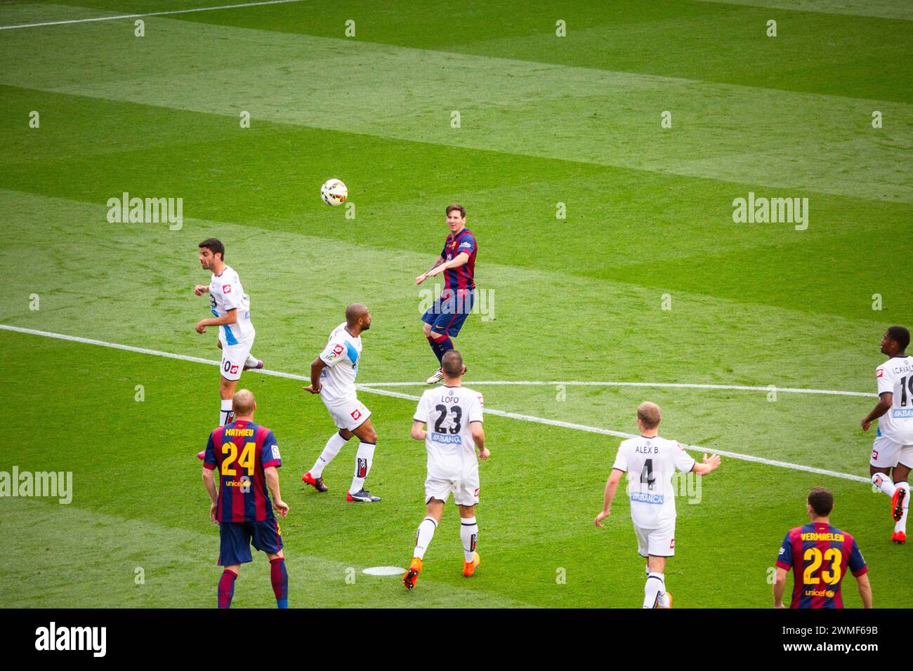 LIONEL MESSI, BARCELONA FC, 2015: Lionel Messi shoots for goal through ...