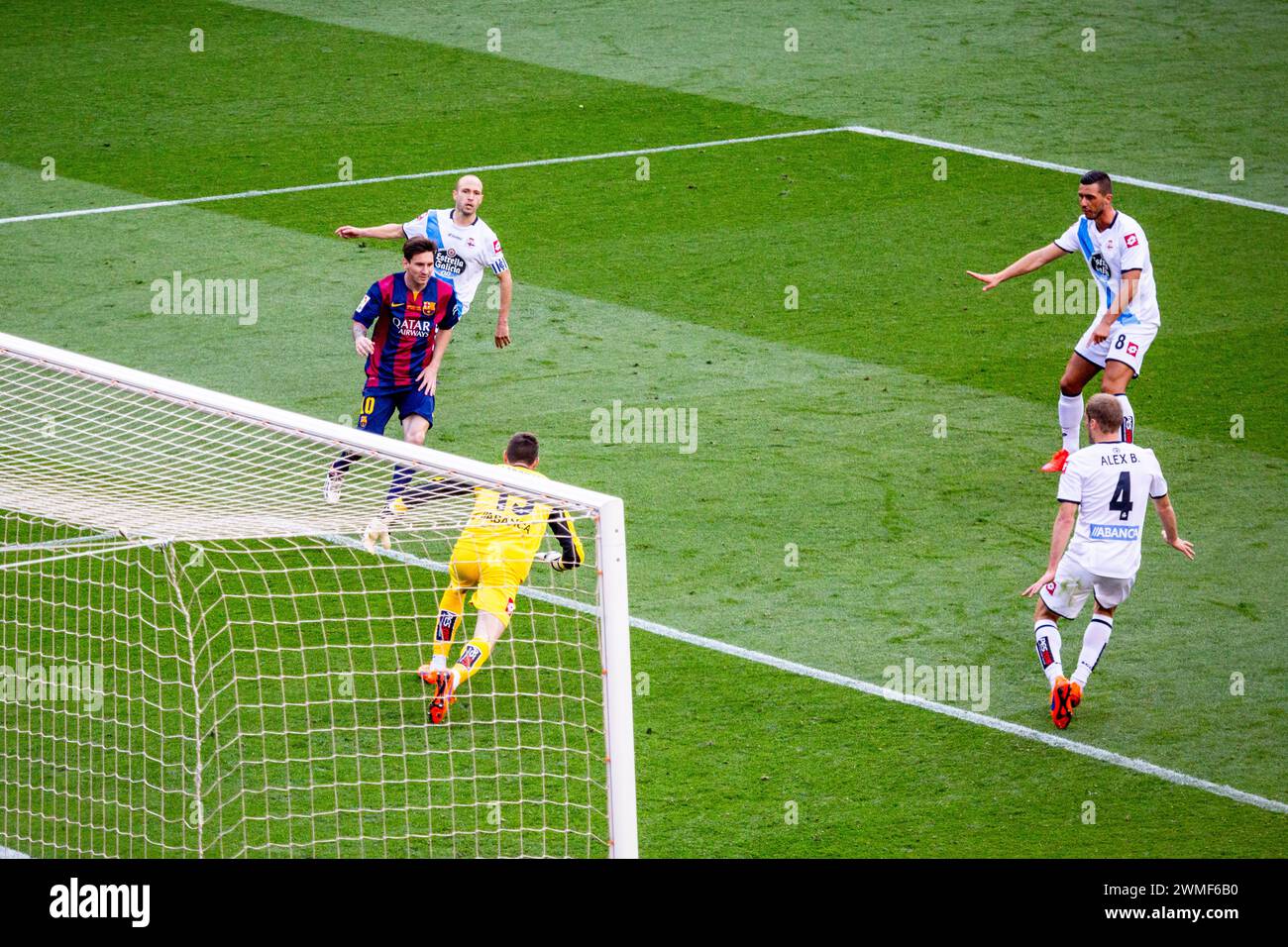 LIONEL MESSI, BARCELONA FC, 2015: Lionel Messi shoots for goal but ...