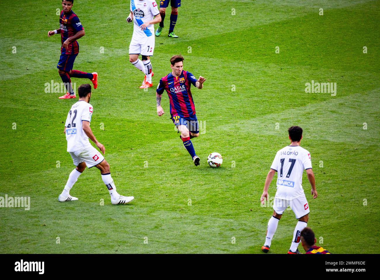 LIONEL MESSI, BARCELONA FC, 2015: Lionel Messi is surrounded by ...