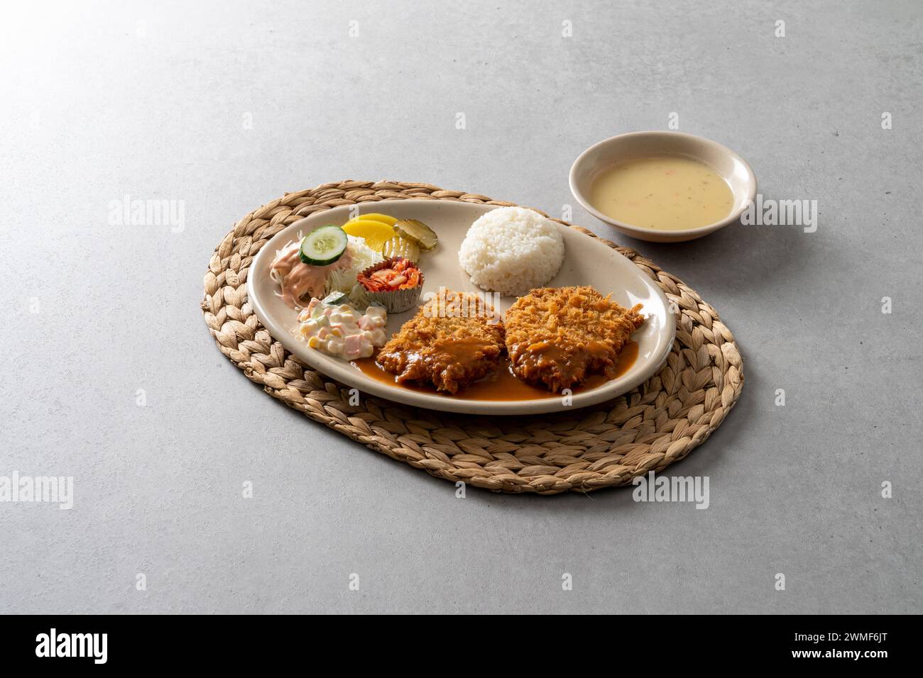 Pork cutlet set meal Korean food dish dongaseu Tonkatsu Fish Cutlet ...