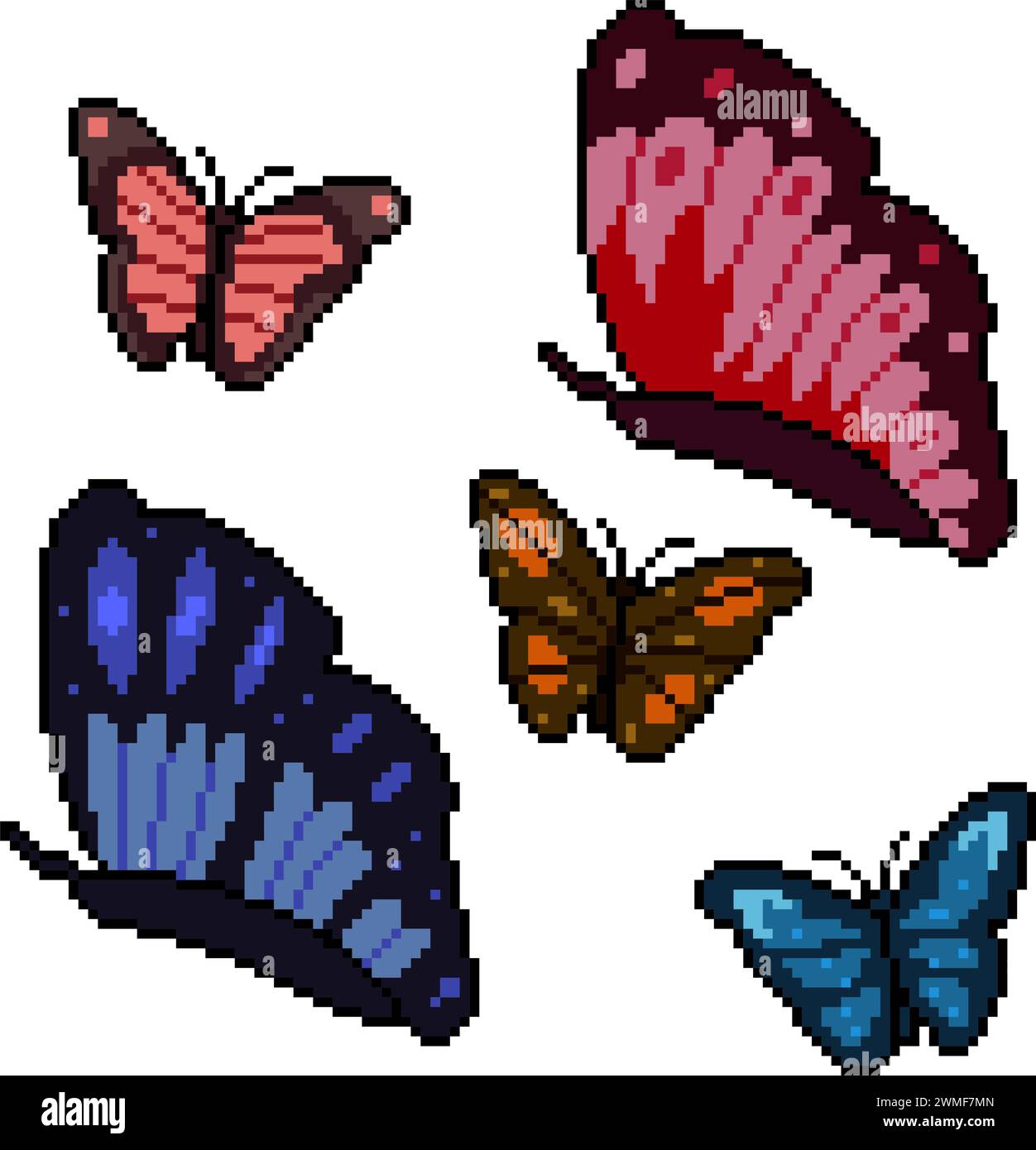 vector pixel art colorful butterfly insect Stock Vector Image & Art - Alamy