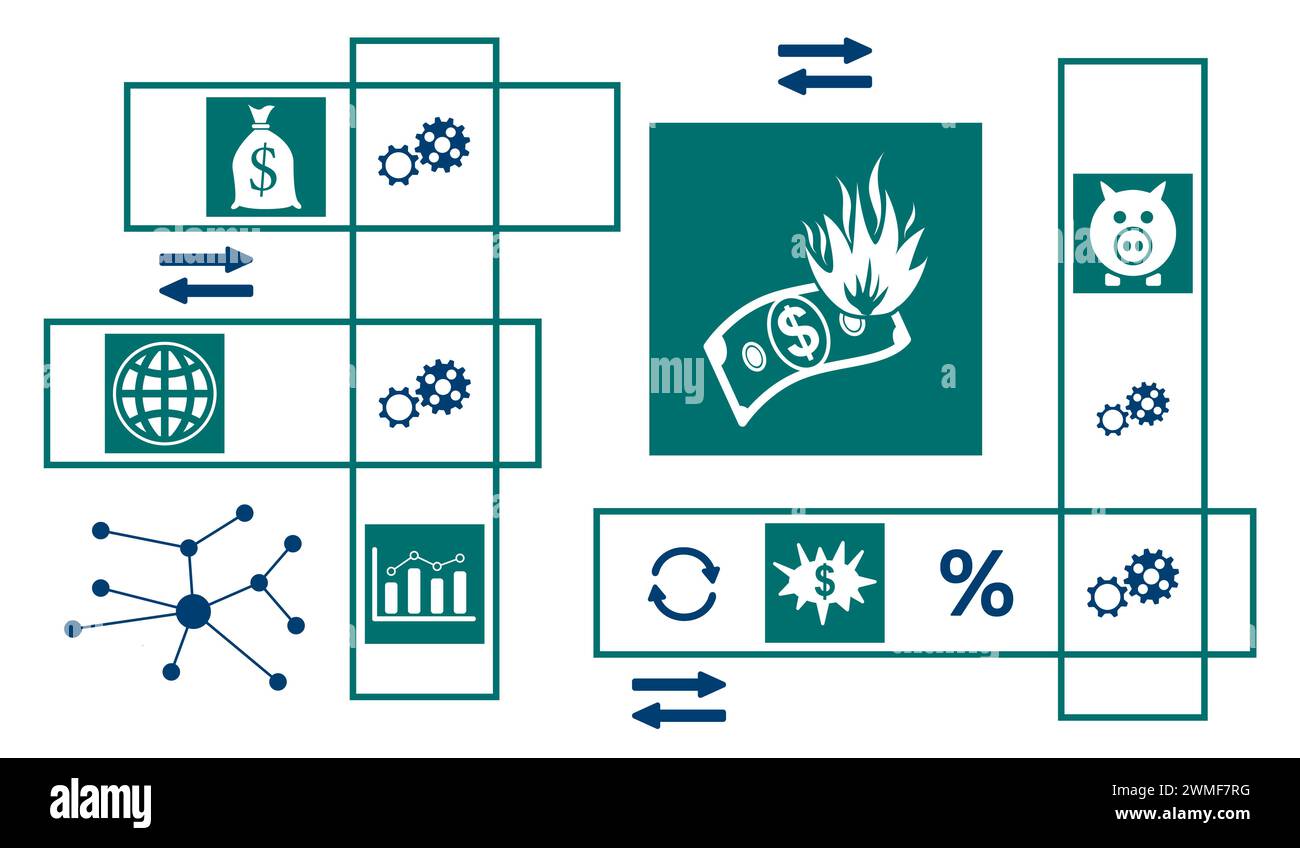 Concept of inflation with connected icons Stock Photo - Alamy