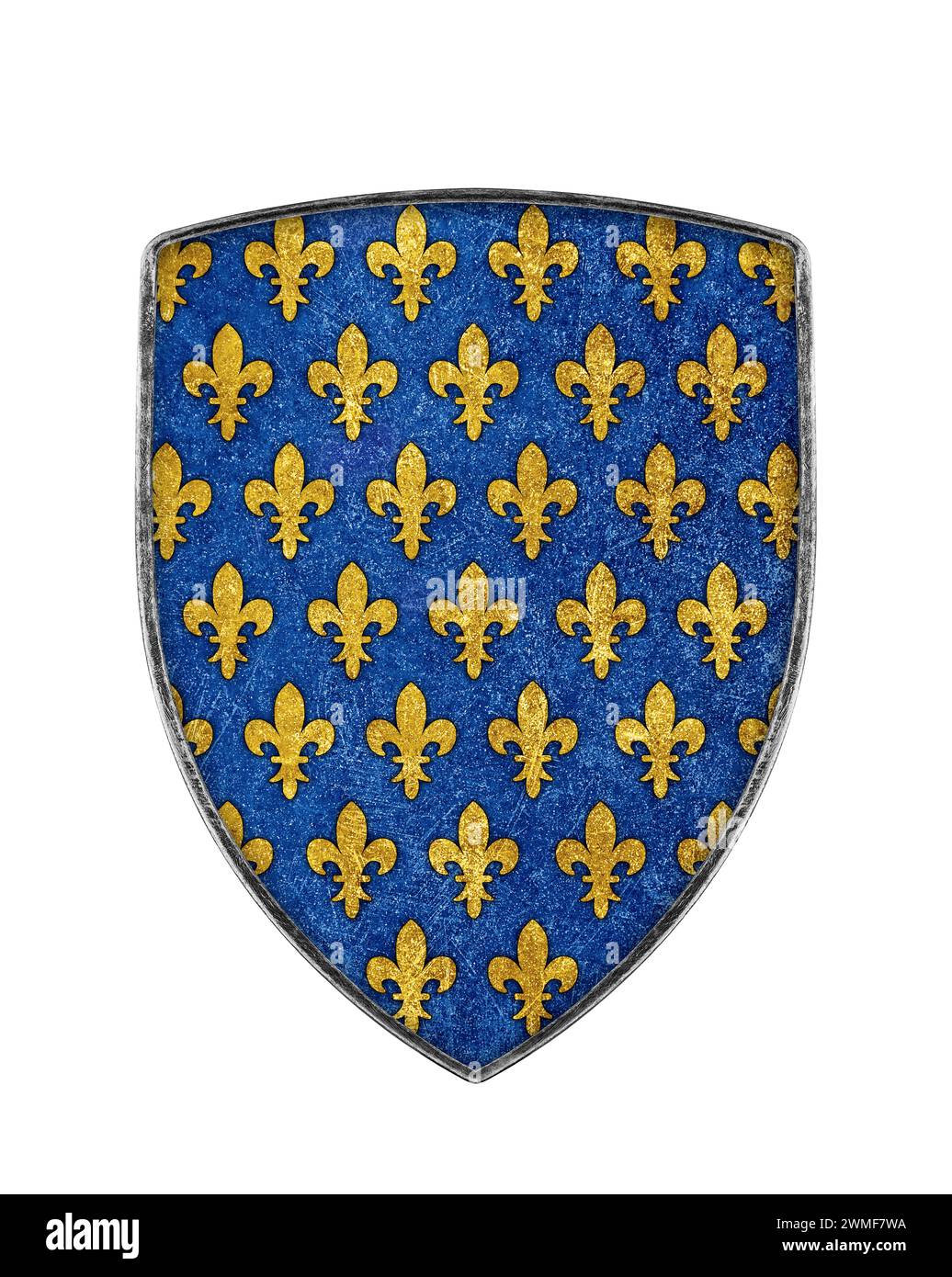 Heraldic lilies of France on a shield isolated on white background ...