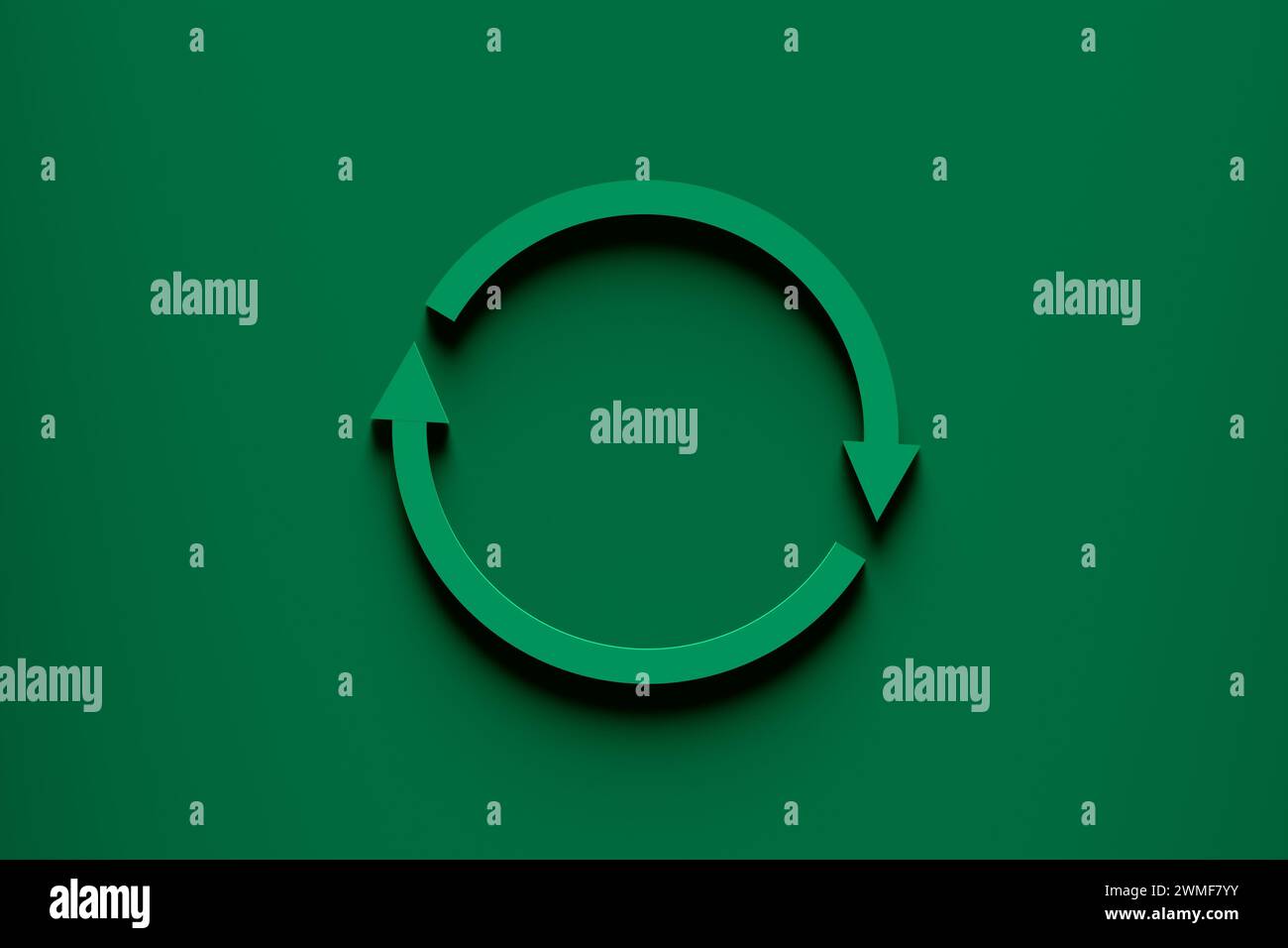 Rotating directional arrows on green background. Recycling and ...