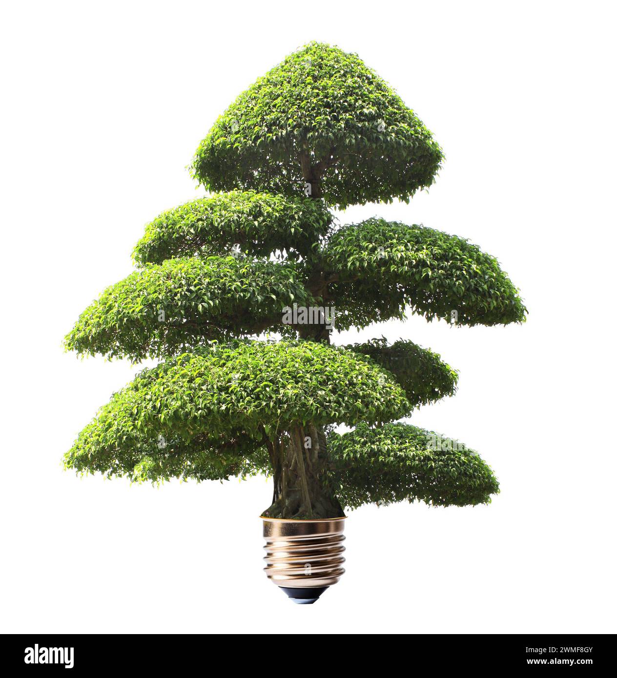 Light bulb with growing green tree. Ecological technology, eco friendly ...