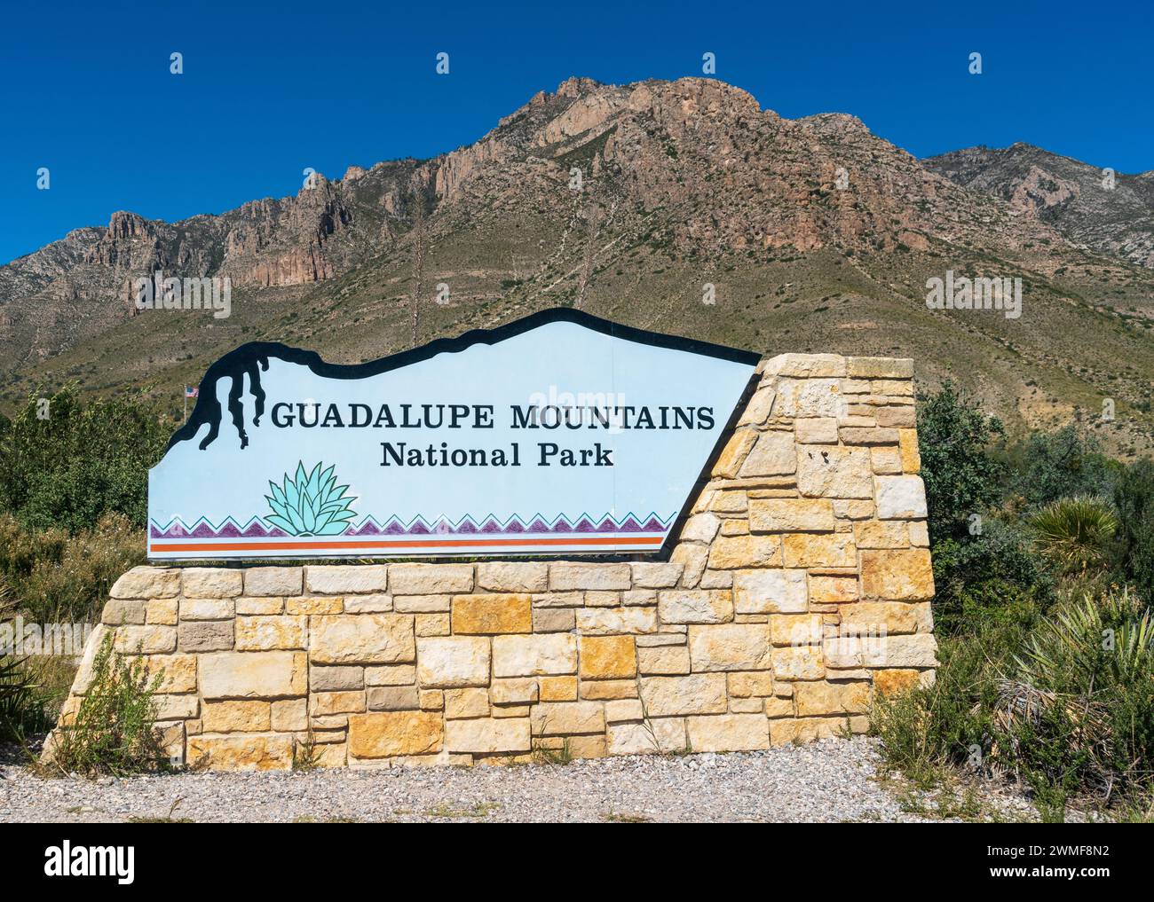 The Welcome to Guadalupe Mountains National Park Sign in Western Texas ...