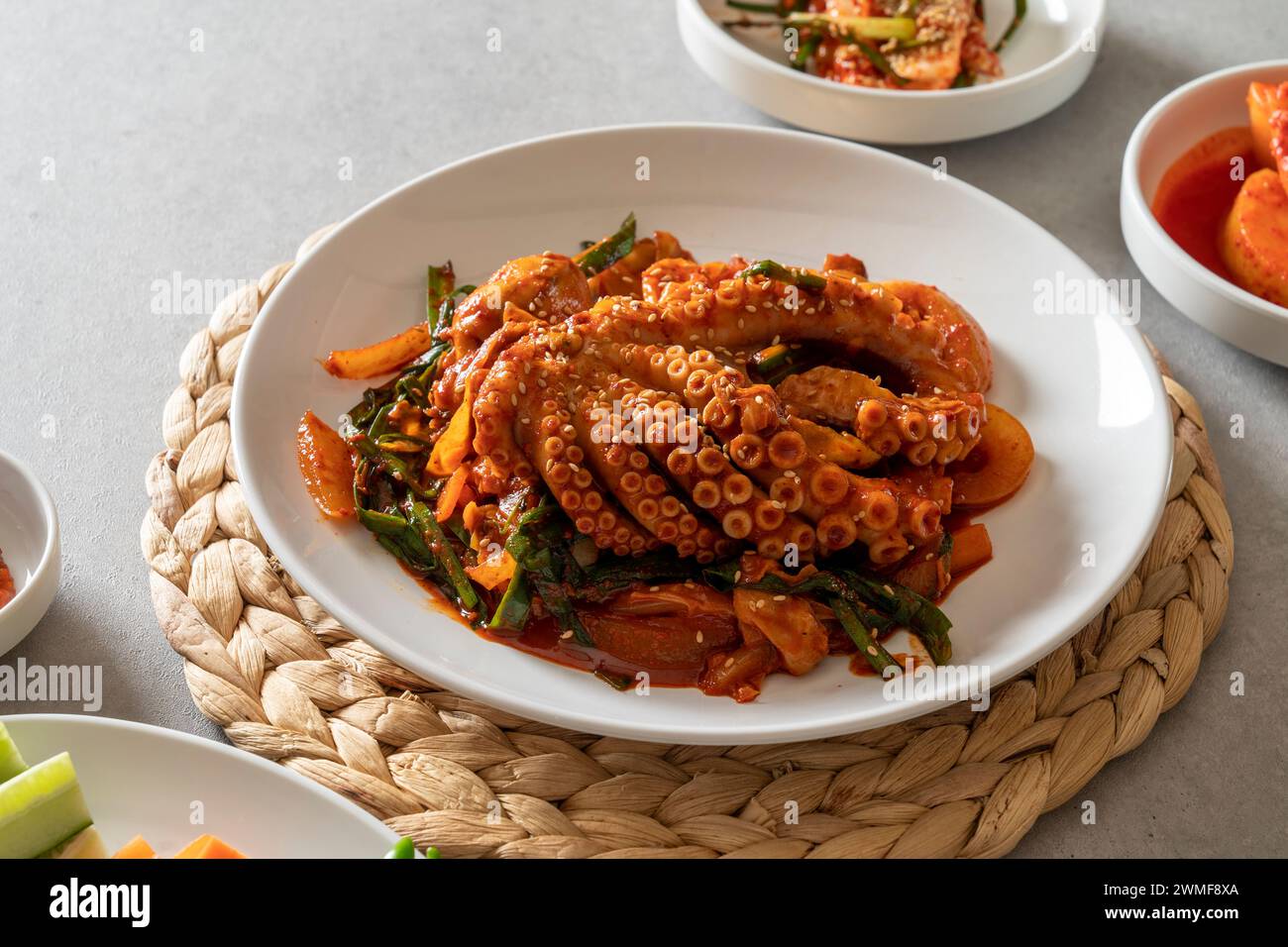 Korean food dish Stir-fried Octopus Stock Photo - Alamy