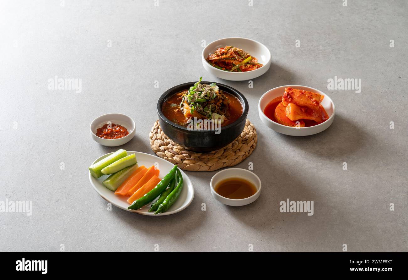 Korean food dish Steamed pork spine seasoning soup Stock Photo - Alamy