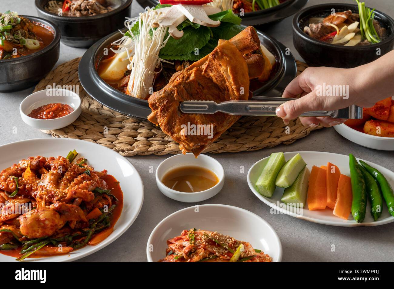 Korean food dish Steamed pork spine seasoning soup Stock Photo - Alamy