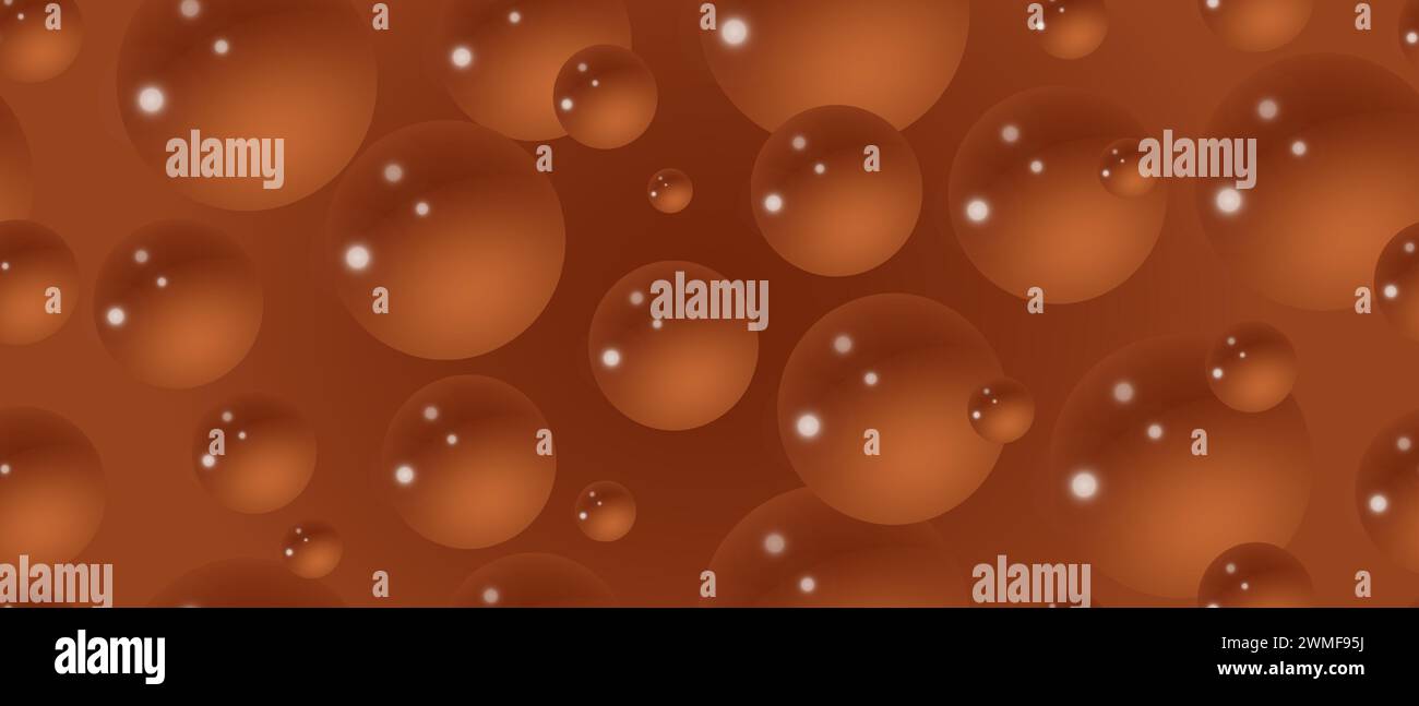 Chocolate bubbles on a brown background. Abstract bubble background. 3d ...