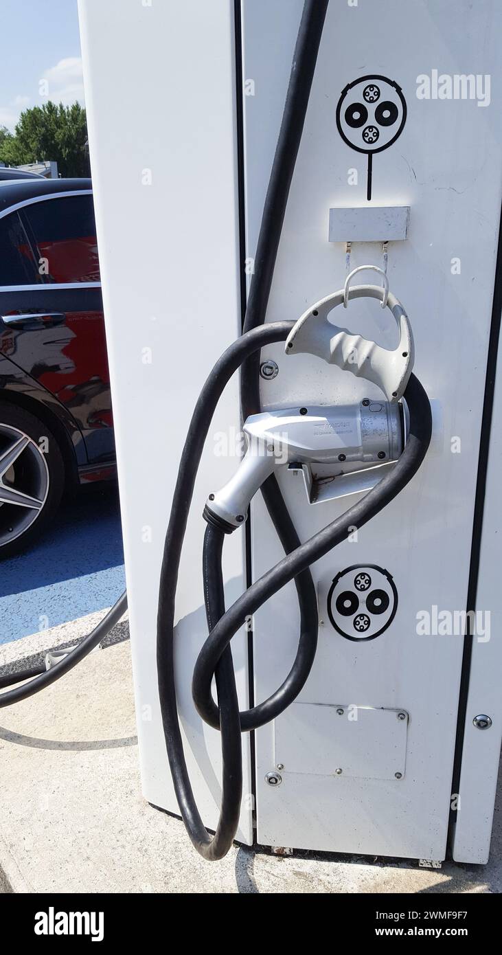 Station road Electrical charging station for electric car Vehicle Stock ...