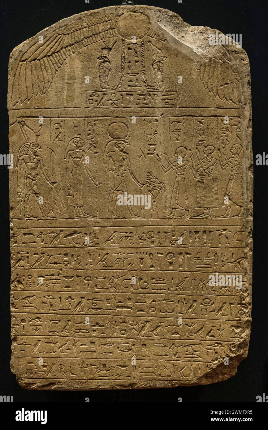 Funerary stela of the priest Gem. Limestone, Akhmim, Ptolemaic Period ...