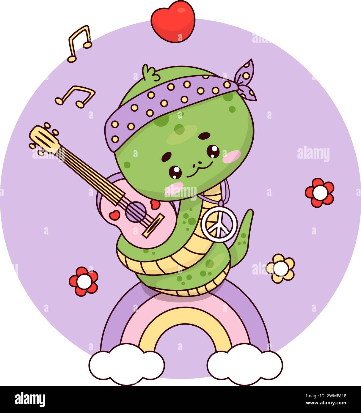 Cute retro groovy hippy snake boy character. Comic reptile animal ...