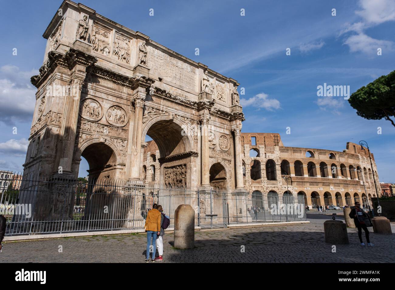 Arch of Constantine and The Coliseum , Amphitheater Flavius, built in ...