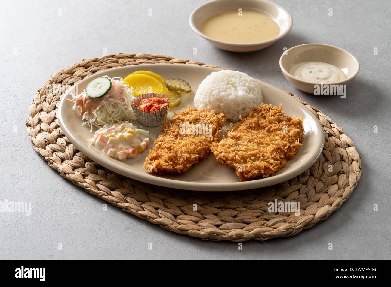 Pork cutlet set meal Korean food dish dongaseu Tonkatsu Fish Cutlet ...