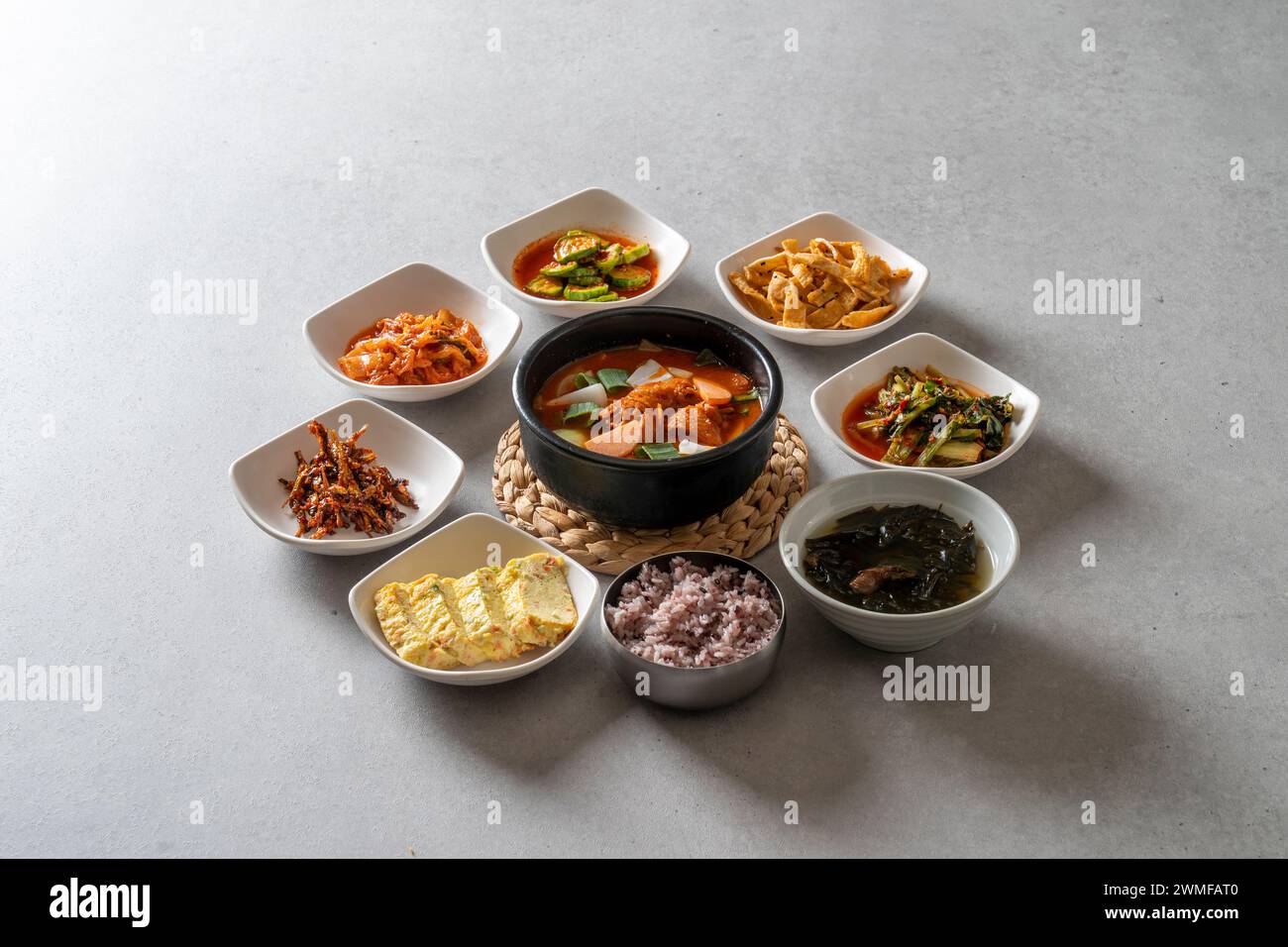 Set Menu of Napa Wraps with Pork Korean food dish meal Set Menu with ...