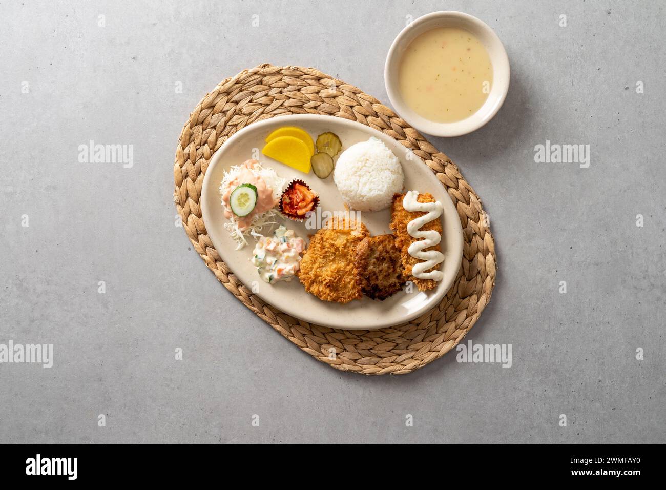 Pork cutlet set meal Korean food dish dongaseu Tonkatsu Fish Cutlet ...