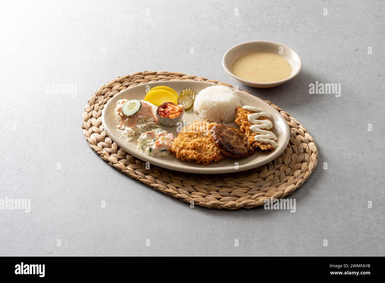 Pork cutlet set meal Korean food dish dongaseu Tonkatsu Fish Cutlet ...