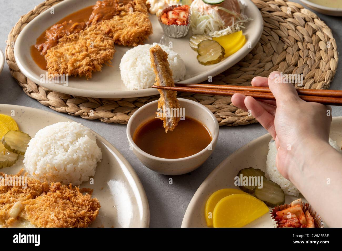 Pork cutlet set meal Korean food dish dongaseu Tonkatsu Fish Cutlet ...
