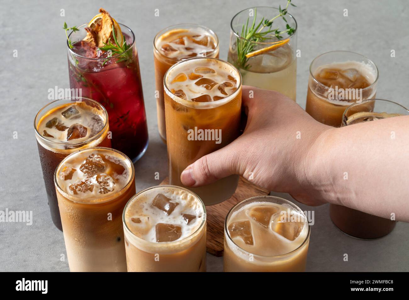 triple iced tea Korean food dish all blue Coffee Latte Mocha Americano ...