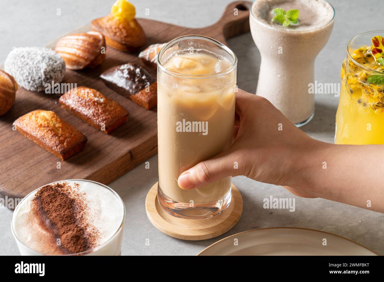Korean food dish meal latte coffee ice rice flour latte Nuts Cream ...