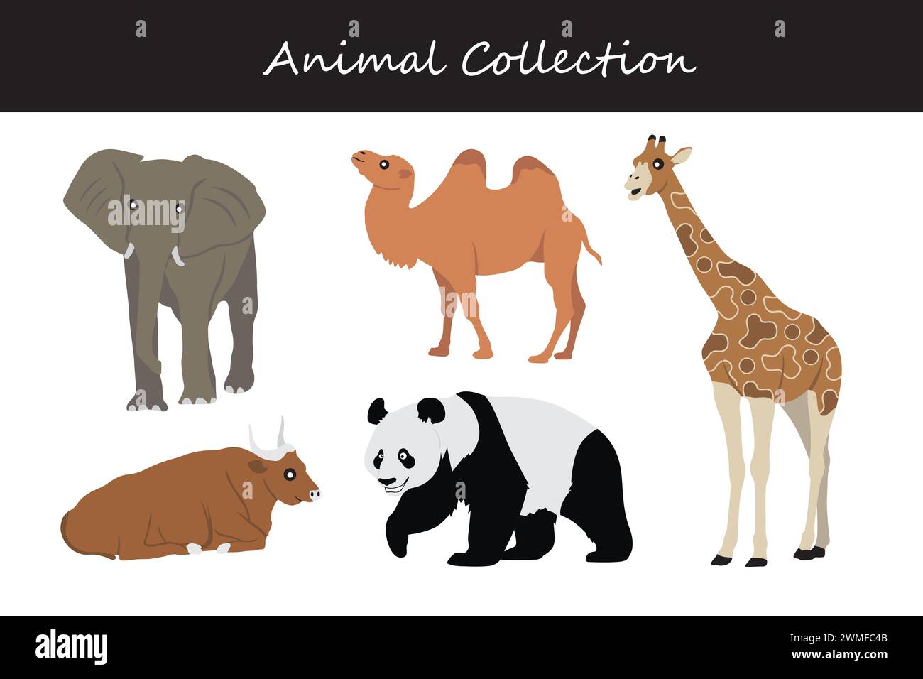 Animals collection isolated on white background. Flat style vector ...