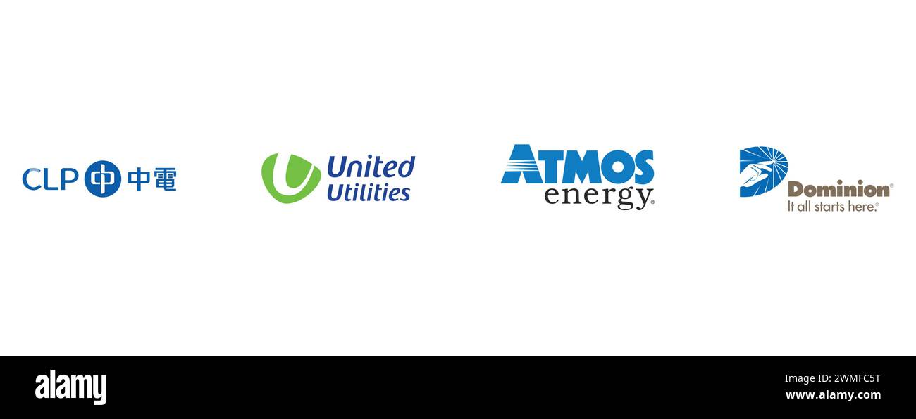 CLP, UNITED UTILITIES, ATMOS ENERGY. vector illustration isolated on ...
