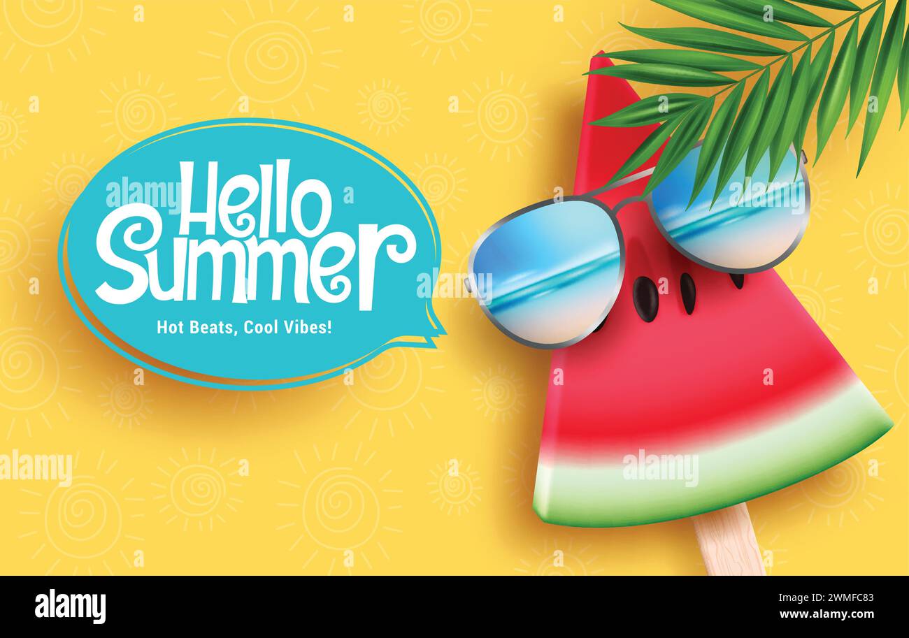 Summer hello greeting text vector design. Hello summer greeting in ...