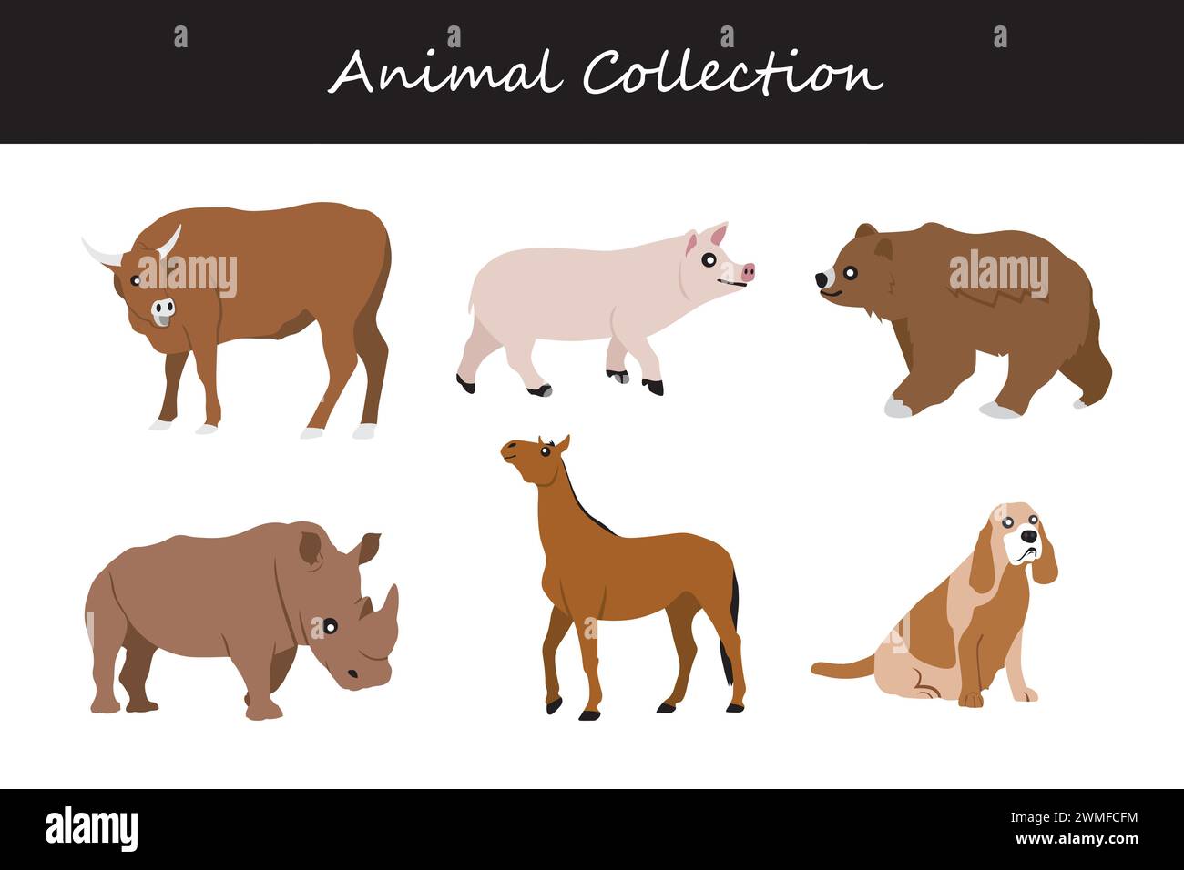 Animal collection. Cartoon style. Vector illustration isolated on white ...