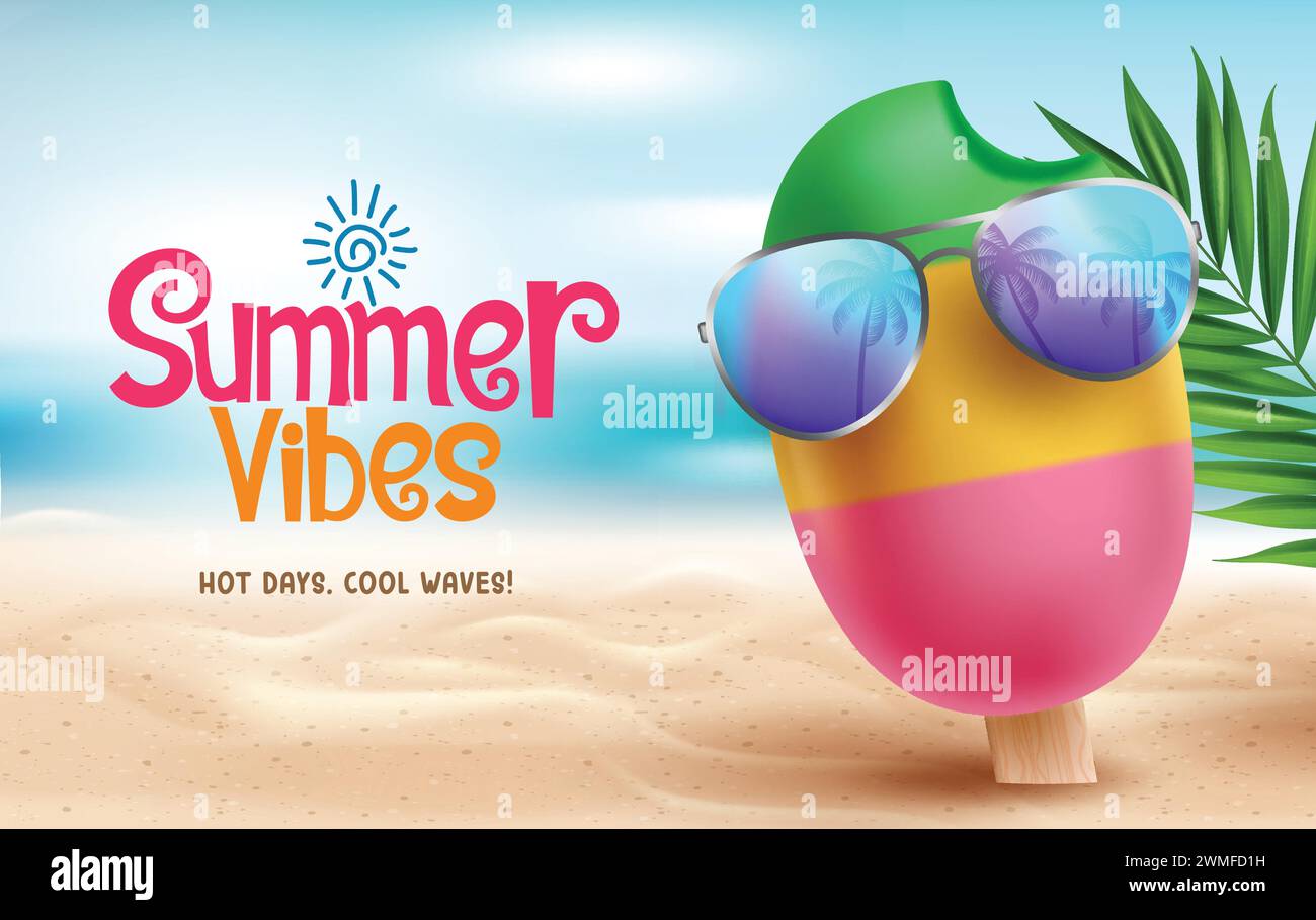 Summer vibes text vector design. Summer vibes greeting with colorful ...