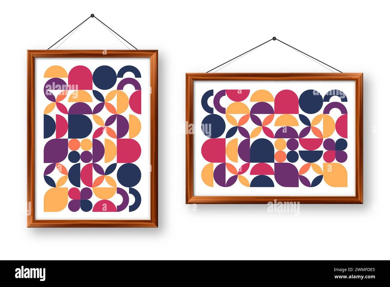 Picture frame with geometric trendy pattern. Modern background, simple ...