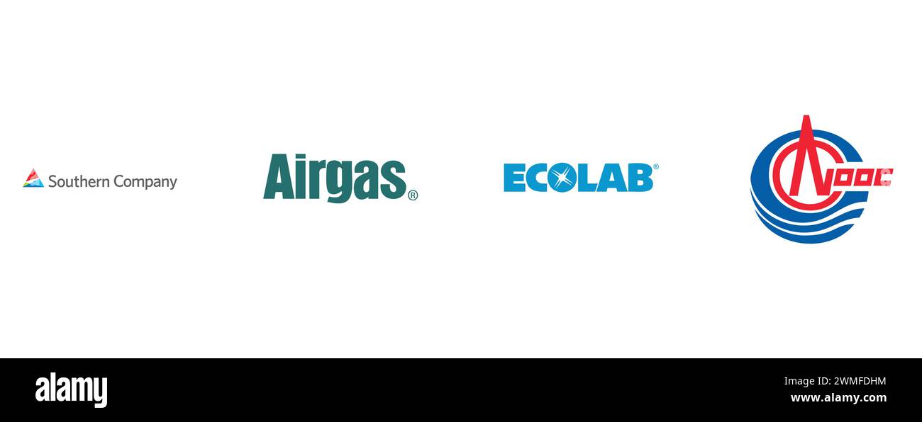 AIRGAS, SOUTHERN COMPANY, CNOOC, ECOLAB. vector illustration isolated ...