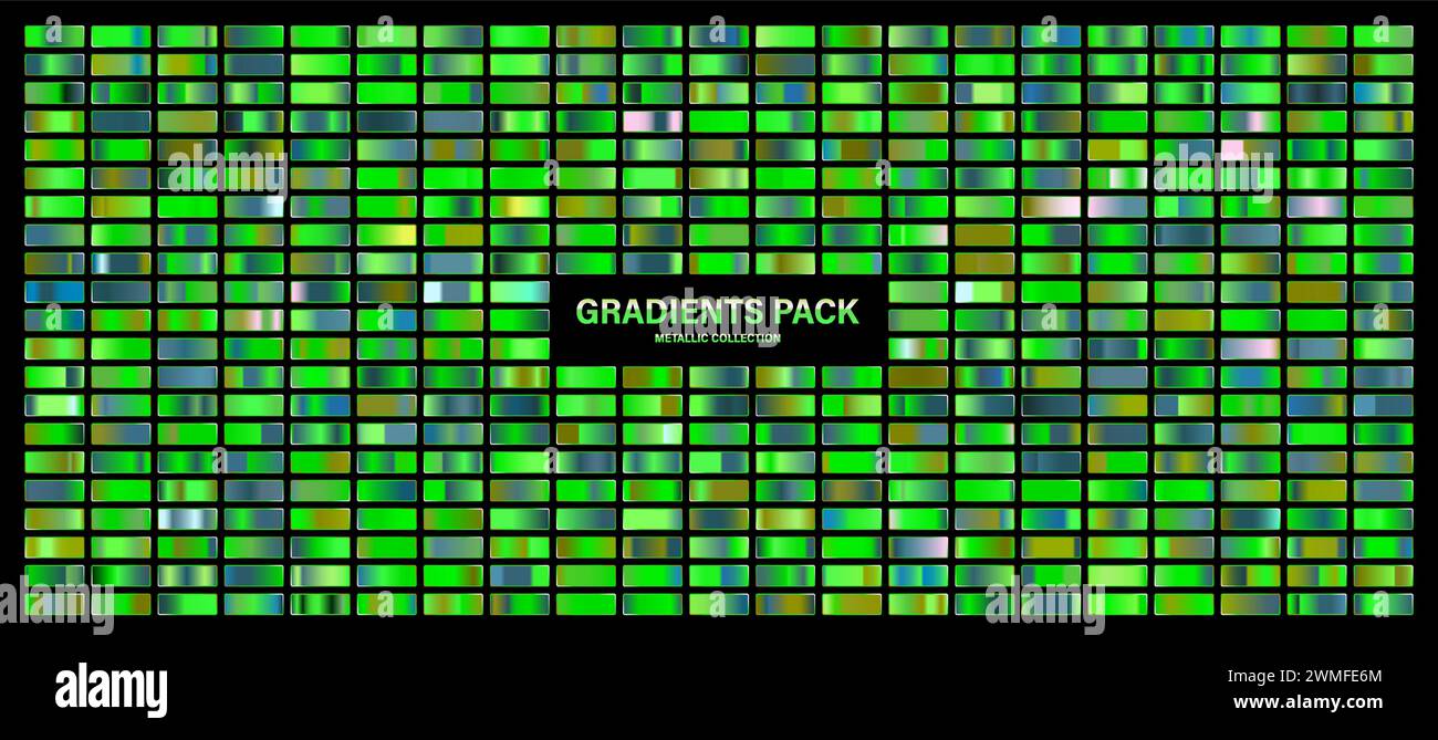 Green, emerald glossy gradient, metal foil texture. Color swatch set ...